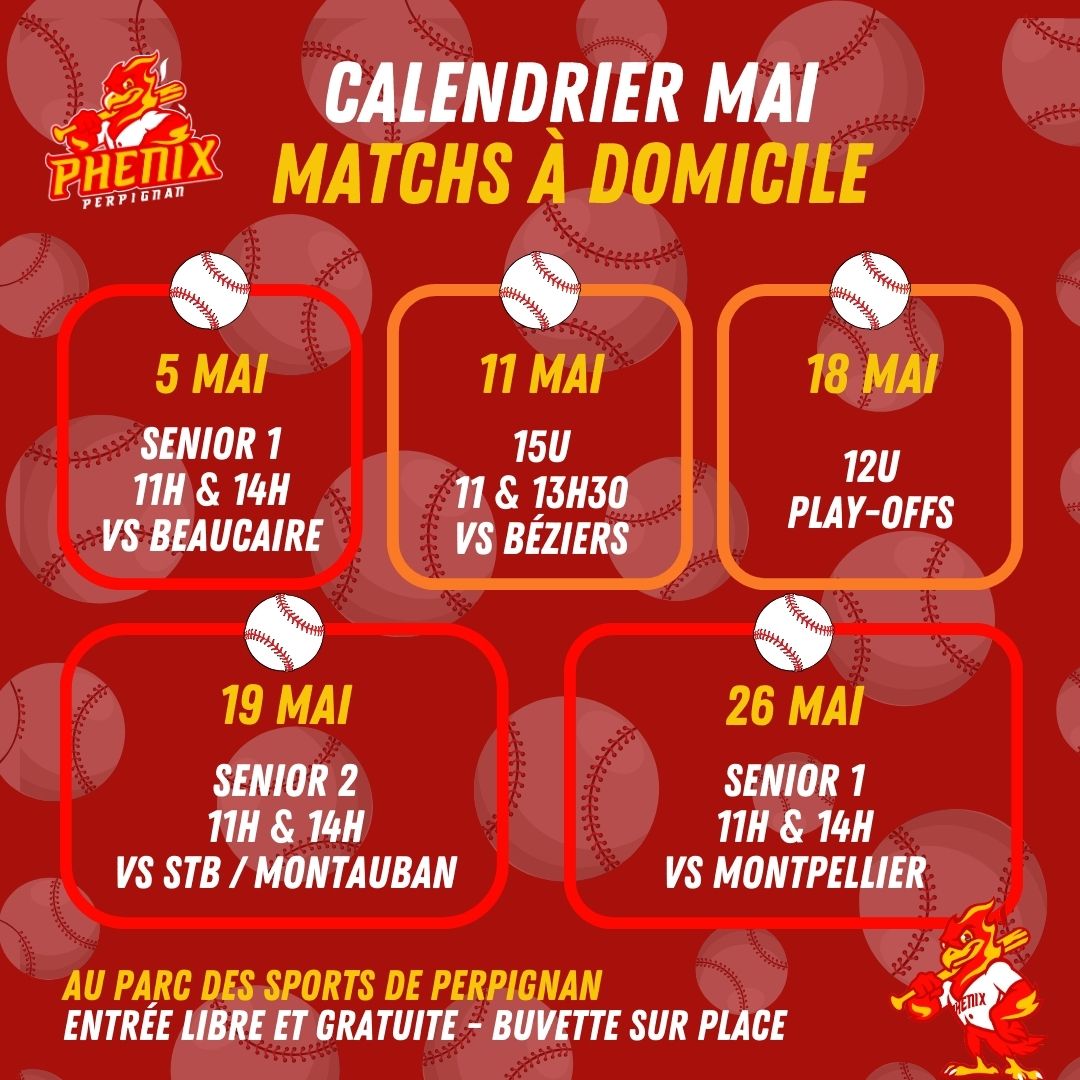 Calendrier Phénix - mai 2024